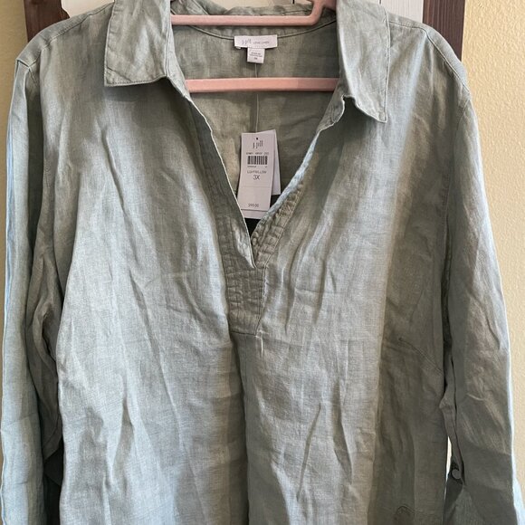 J. Jill | Tops | Nwt Jjill Linen Popover Tunic Size 3x Light Willow ...
